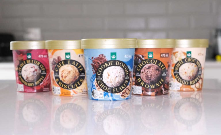 Review Of Woolworths White Choc Maca Mango Ripple Ice Cream 473ml ...