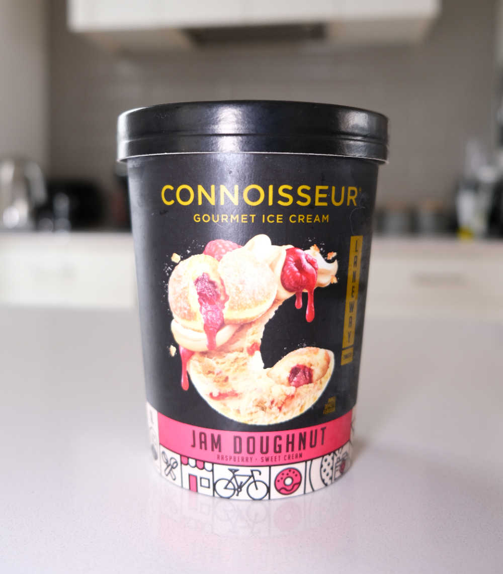 Review Of Connoisseur Jam Doughnut Ice Cream - Scoop Club
